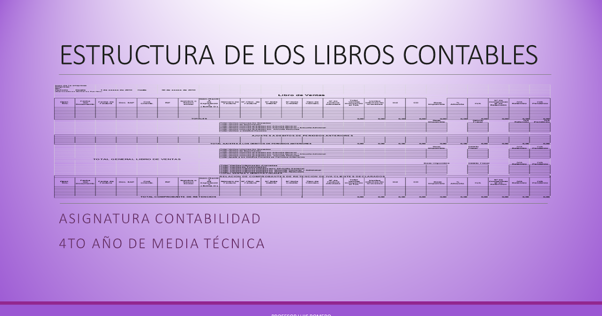 Profesor Luis Romero: Estructura de los libros contables