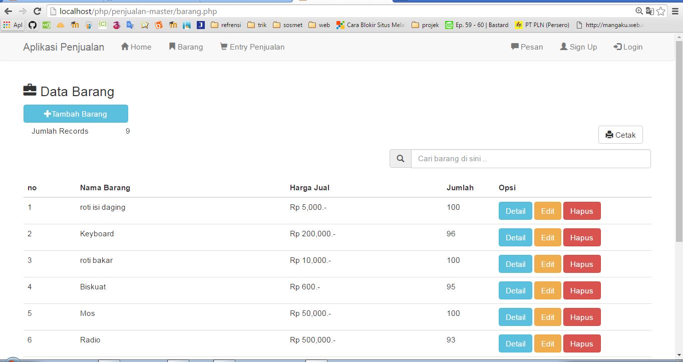 Aplikasi Penjualan PHP dengan PDO Gratis - Lang Surya