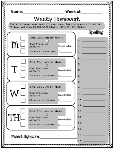 Mrs. Coulon's Class Blog: New Weekly Homework Packets