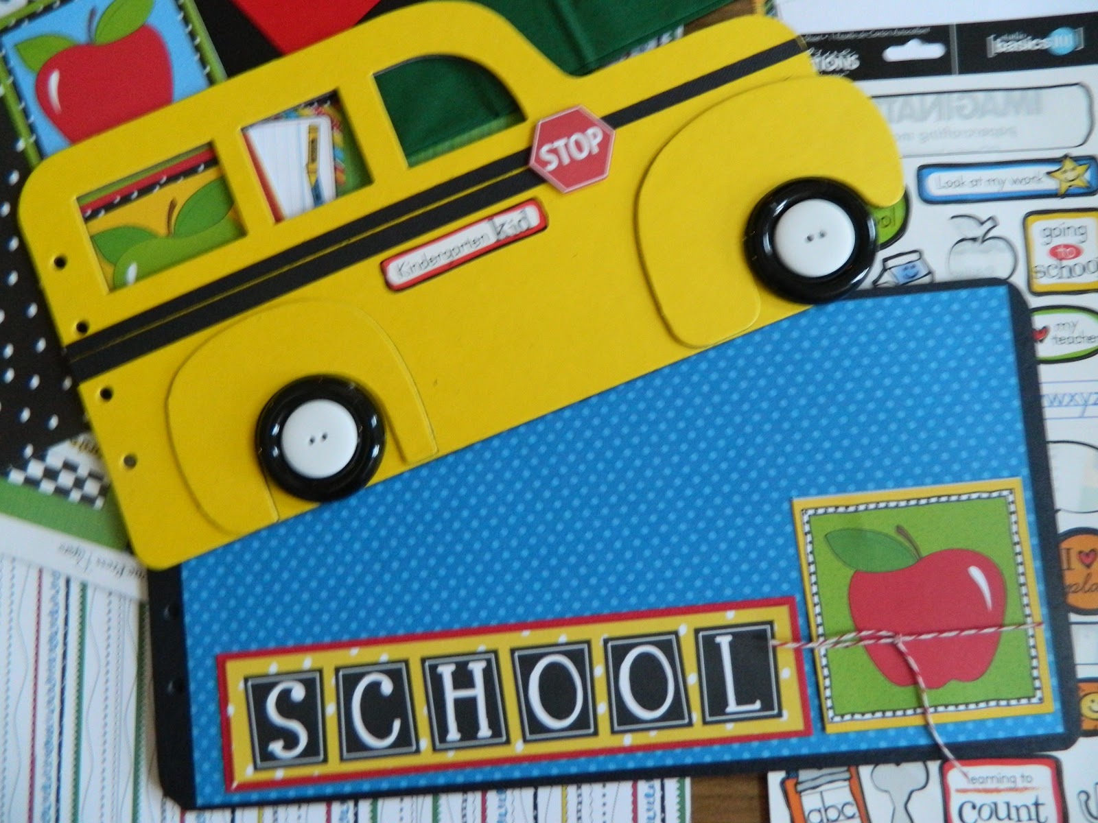 the vintage umbrella: School bus scrapbook