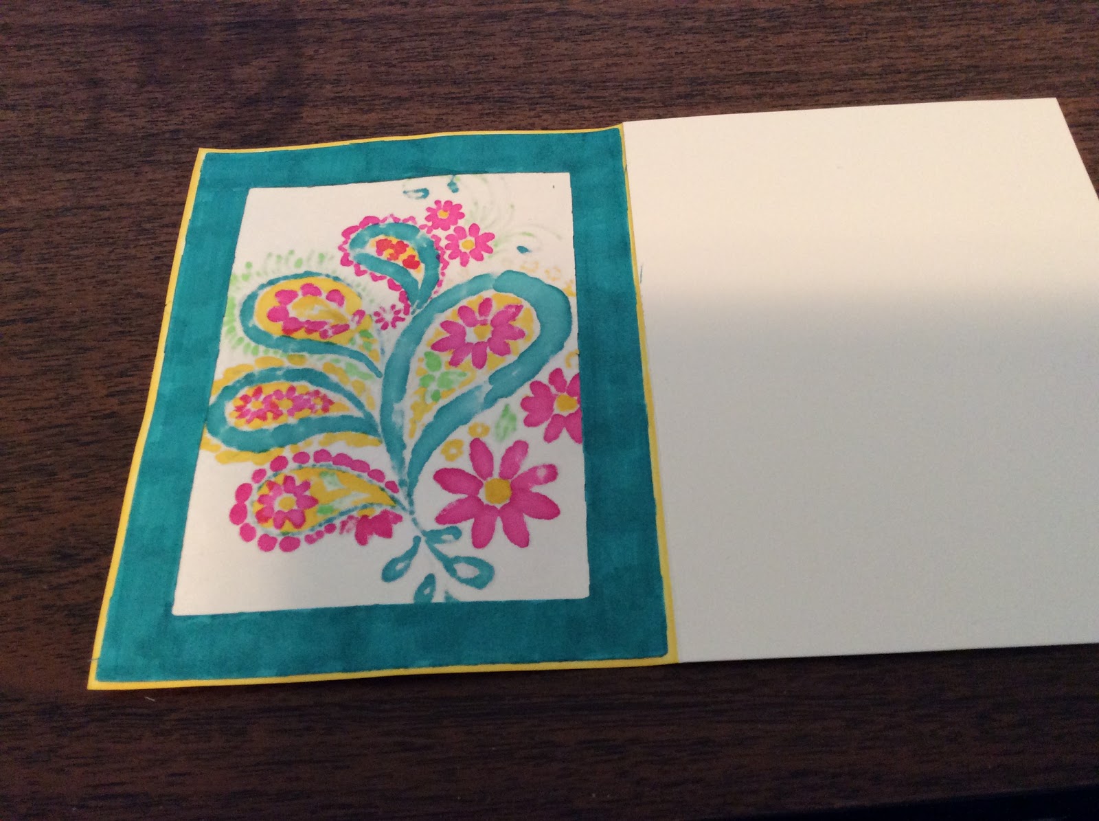 3D Design Cards: Outside and Inside of Greeting Card Peacock Paisley