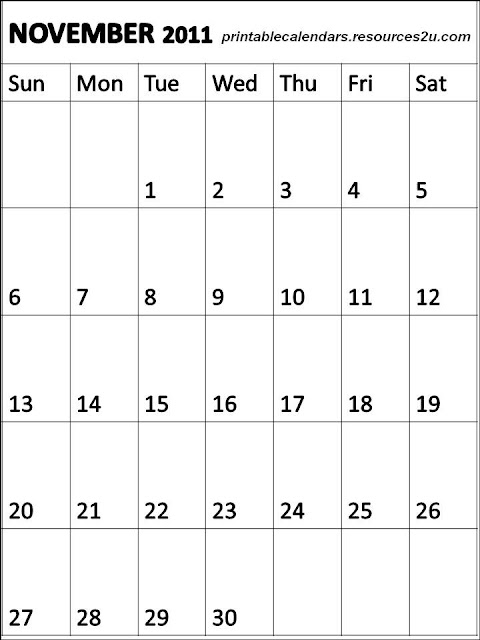 2011: Blank November 2011 Calendar with lines