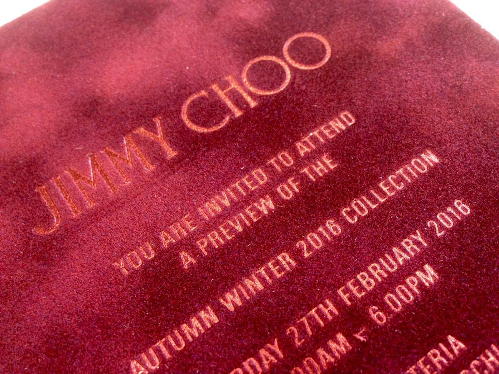 Justin's Amazing World At Fenner Paper: Jimmy Choo AW 2016 Invitation