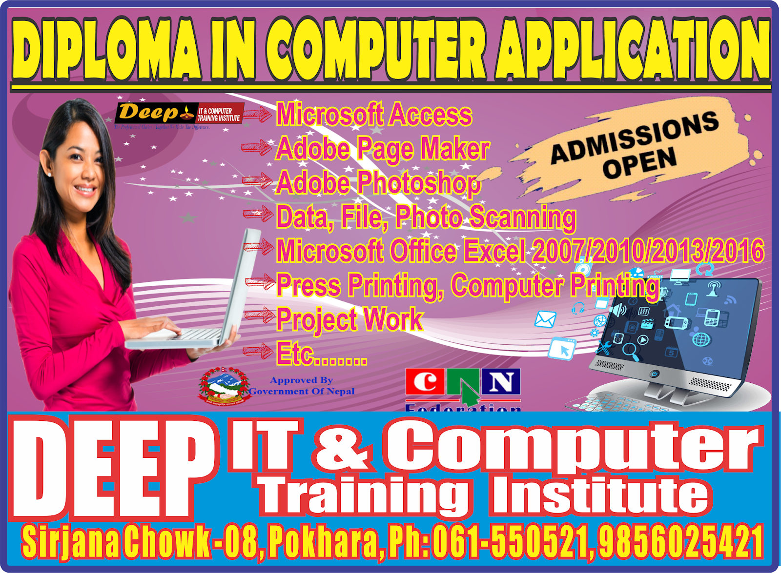 पोखरामै उत्कृष्ट कम्प्युटर तथा व्यवसायिक तालिमको लागी एउटै नाम ...