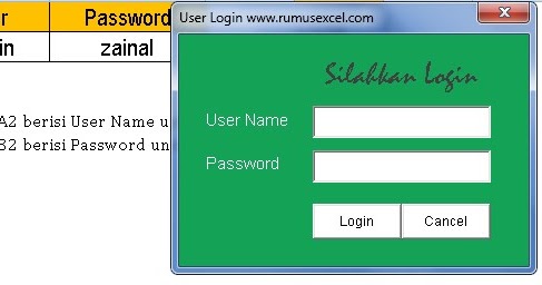 contoh Form Login Sederhana Menggunakan Visual Basic Excel - Kimiazainal