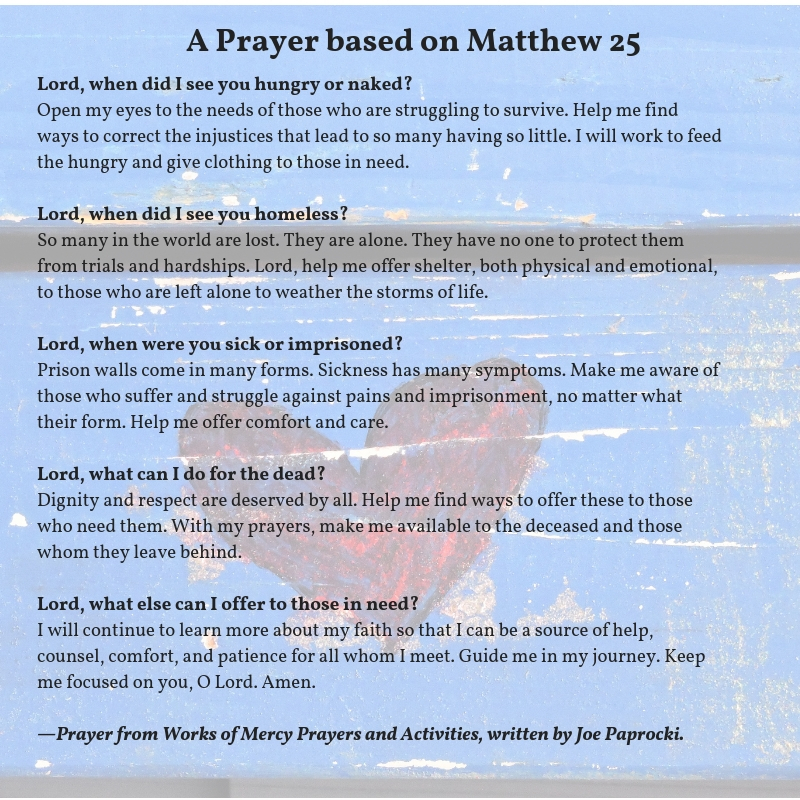 Bread New Mexico Blog: JustFaith Prayer, Matthew 25