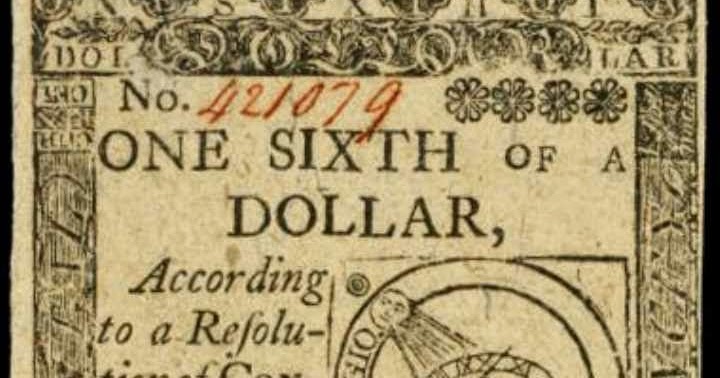 Continental Currency One-Sixth of a Dollar 1776 “Fugio Note,” Spelled ...