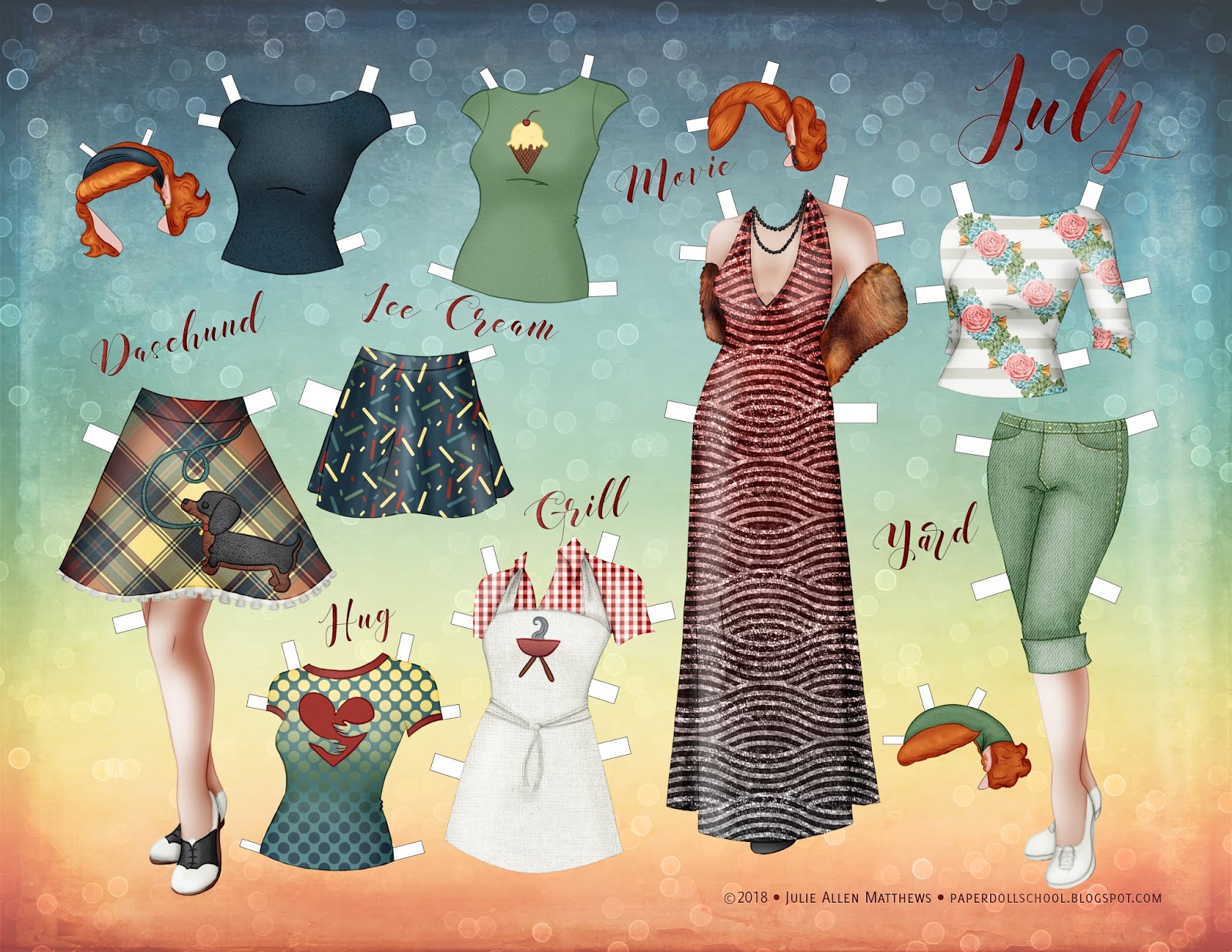 Paper Doll School: July Paper Doll - Set 3