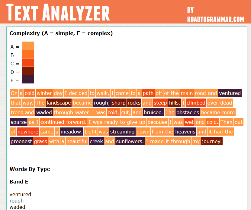 The Road to Grammar Blog: Text Analyser - Updated Version