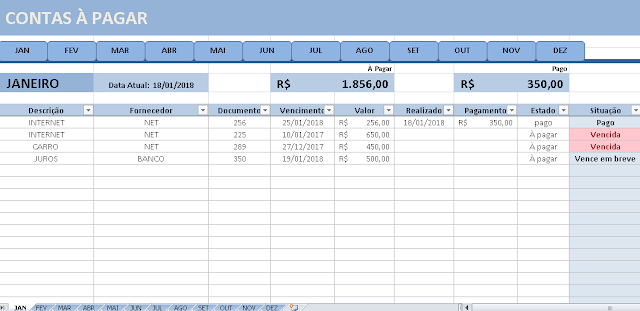 Planilha de Contas à Pagar | Conceito Logística