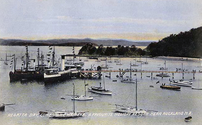 transpress nz: vessels in Cowes Bay, Waiheke Island, circa 1910