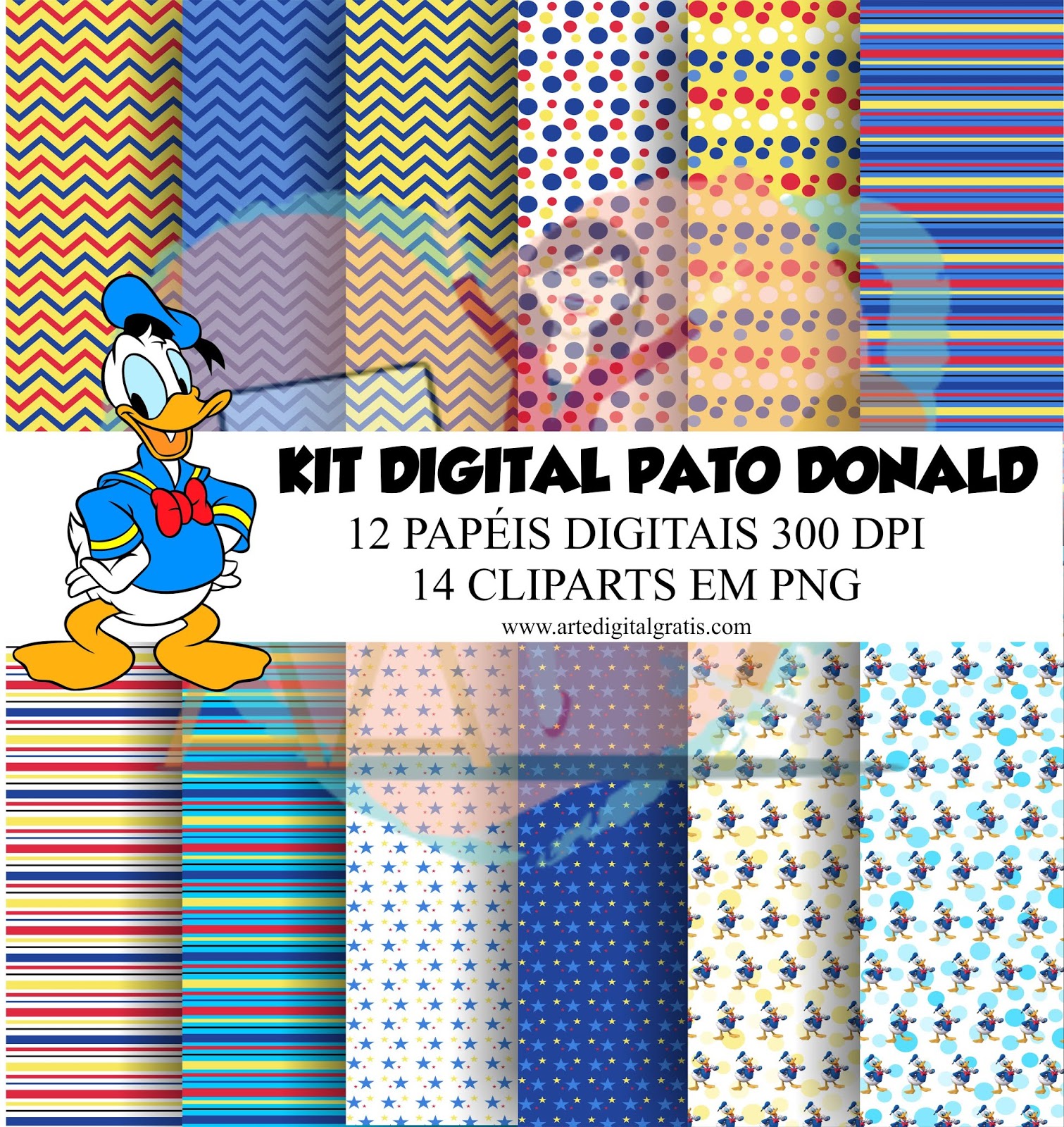 KIT DIGITAL PATO DONALD GRÁTIS - Arte Digital Grátis