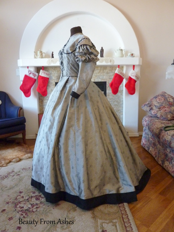 Beauty From Ashes: 1860s Elliptical Half Mourning Dress Complete!