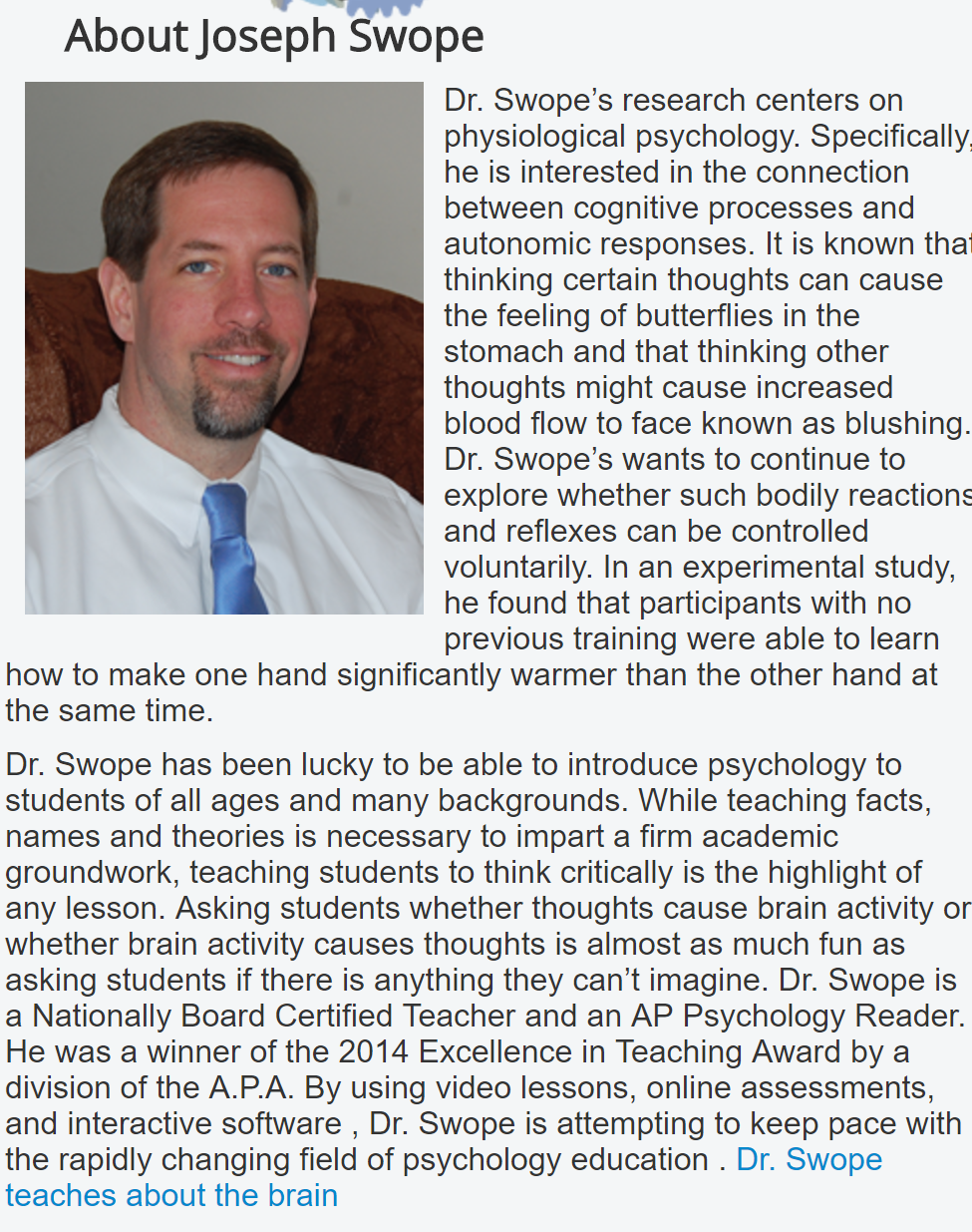 Teaching High School Psychology: The Amazing Dr. Joseph Swope and His ...