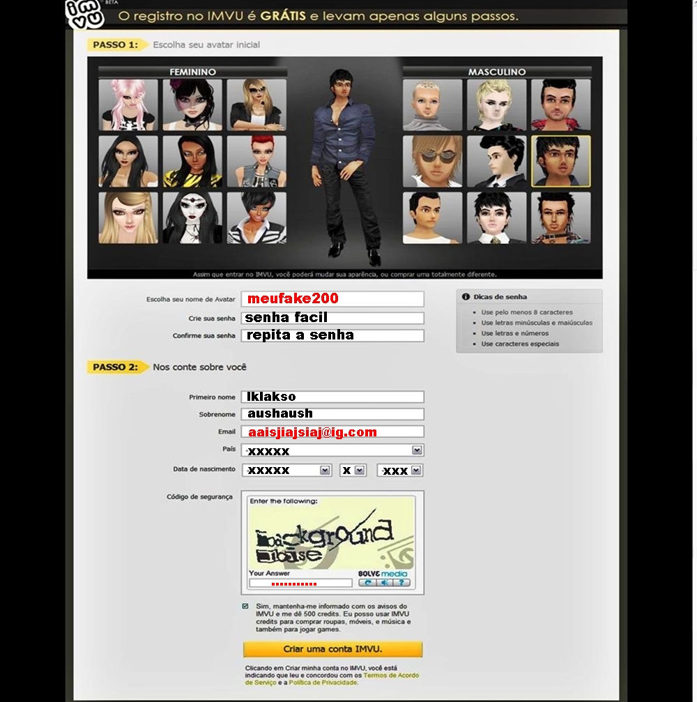 IMVU... Dicas Para Iniciantes: Como fazer Fakes no IMVU
