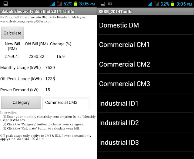 Renewable Kinabalu: Android App To Calculate Sabah 2014 Electricity Tariff