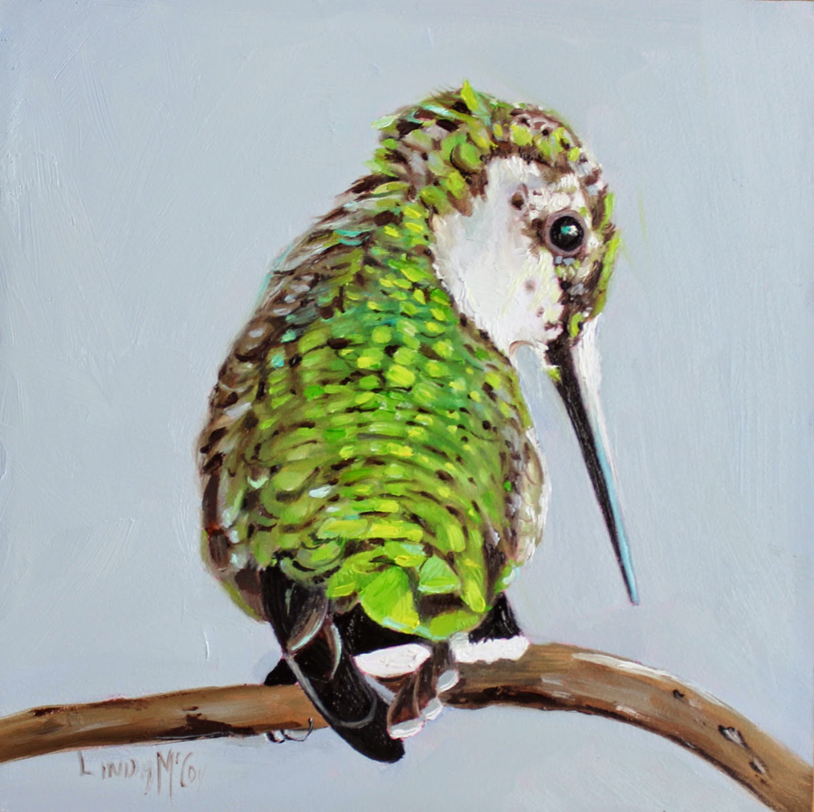 Linda McCoy: Secret, Hummingbird Oil Painting