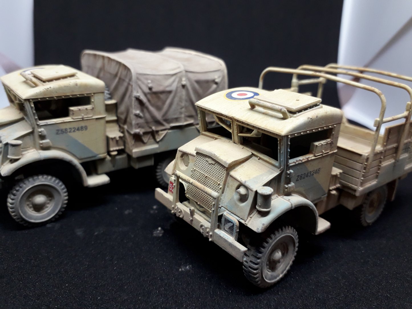 Putting off painting: British CMP 15cwt trucks