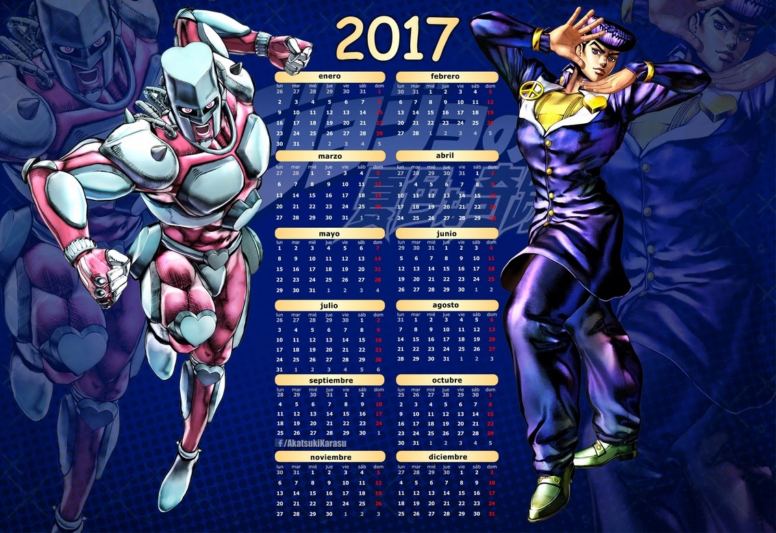 Animé imágenes by Akatsuki Karasu: Calendarios 2017 Jojo's Bizarre ...