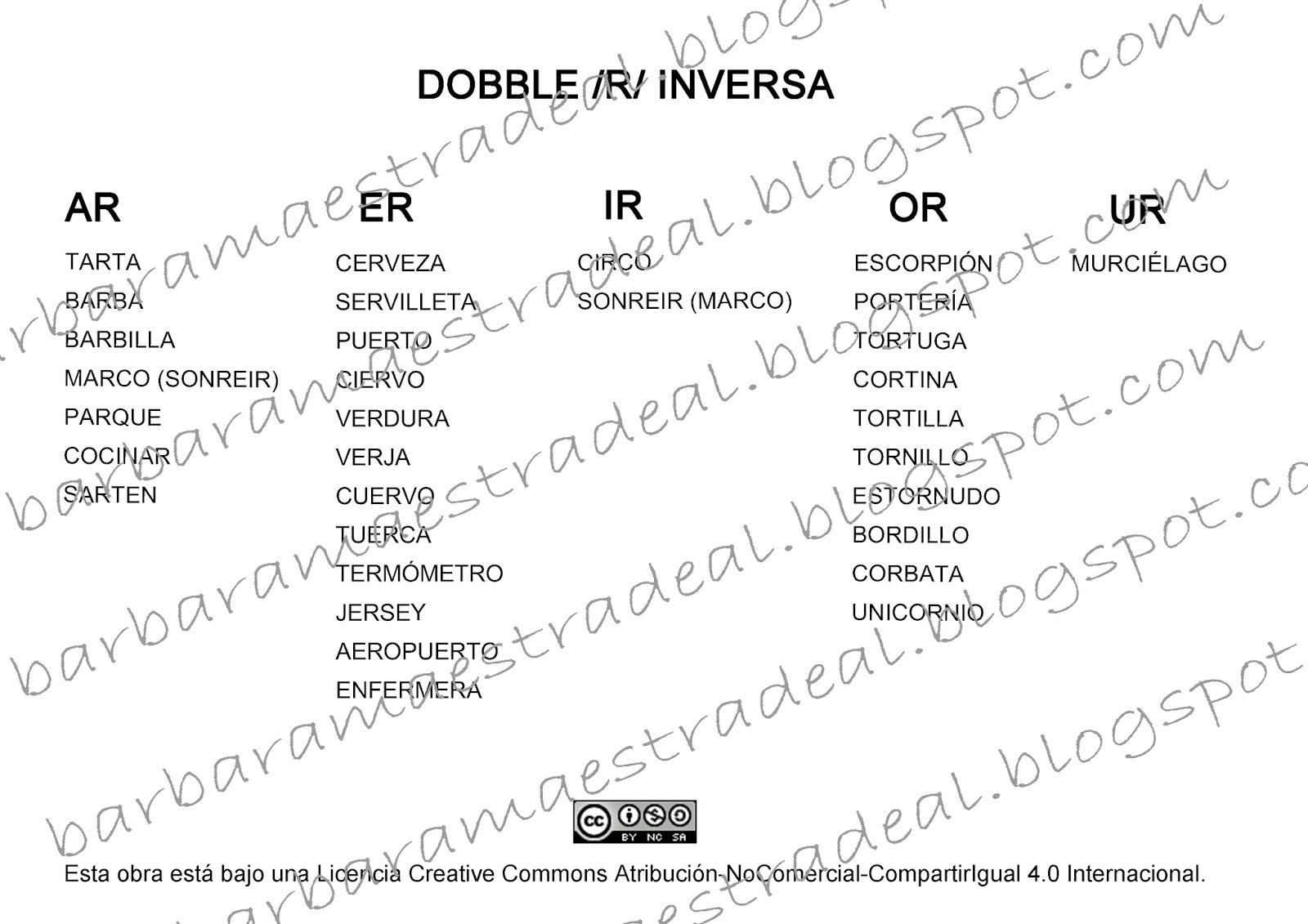 Bárbara León: DOBBLE /R/ INVERSA