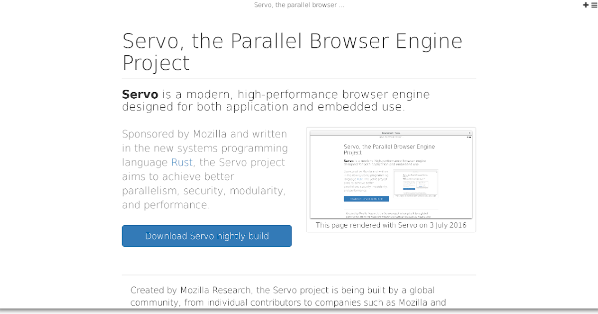 Servo: Mozilla Releases First Builds of its Next-Gen Browser Engine