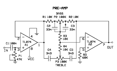 Schematic Circuit Electronics: Pre-Amp Circuit