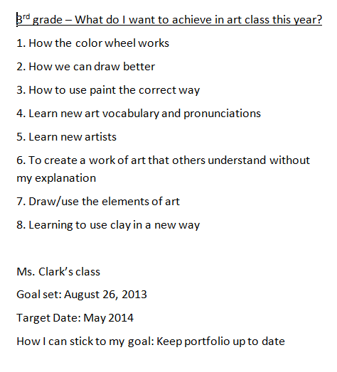 Mrs. Knight's Smartest Artists: Student-created goals for art