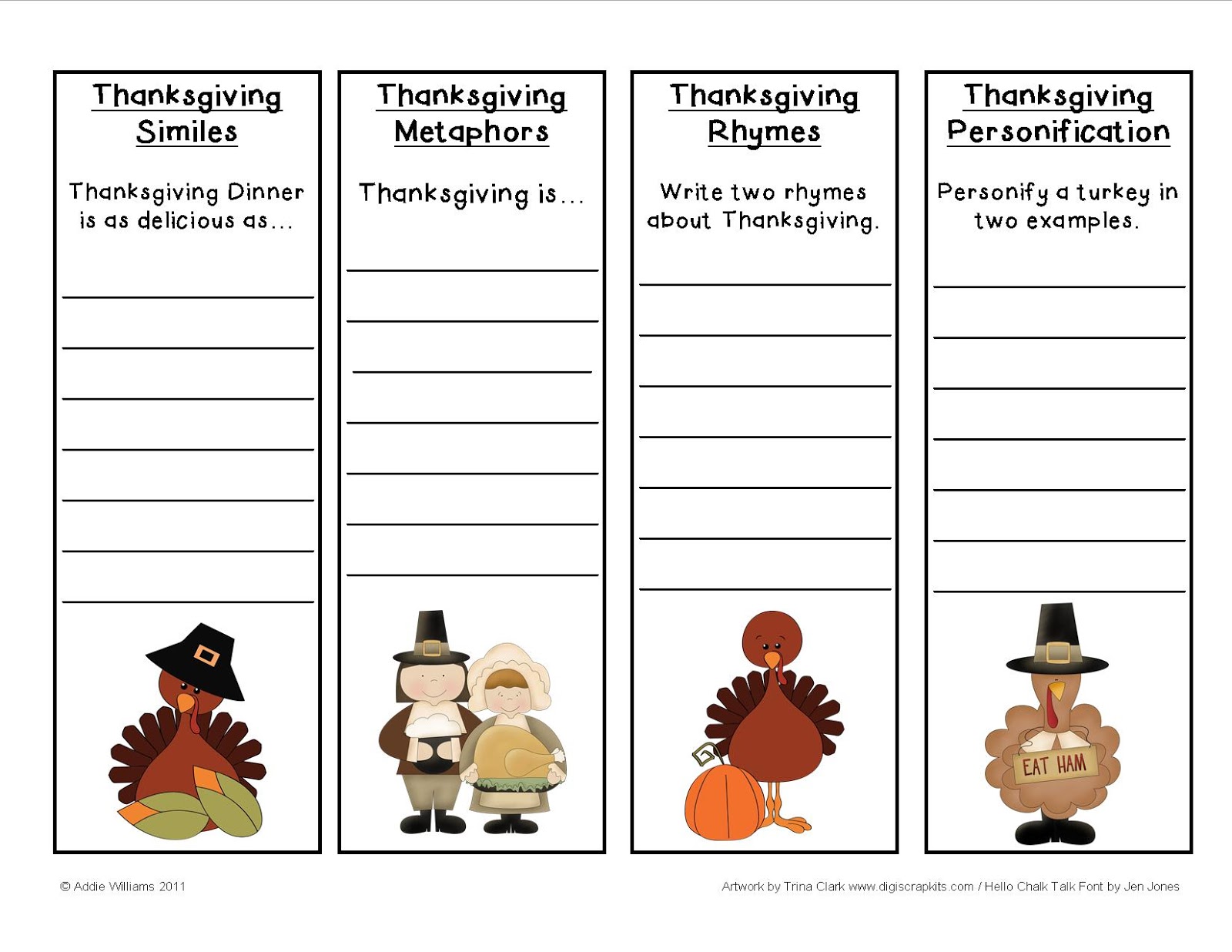 Classroom Freebies Too: Thanksgiving Poetry Bookmarks