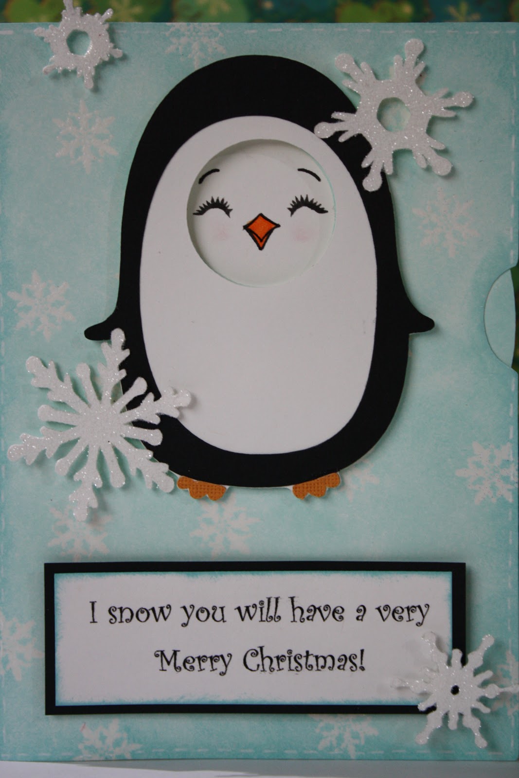 redheaded crafter: Penguin Spinner Christmas Card