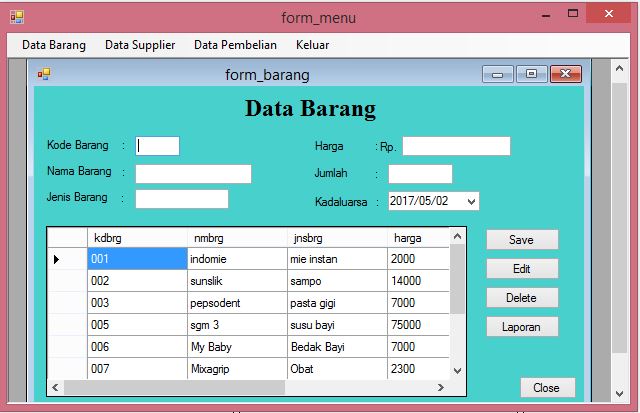 201553066-Erna Zulianti: Aplikasi Toko Menggunakan vb.net dan SQL Server