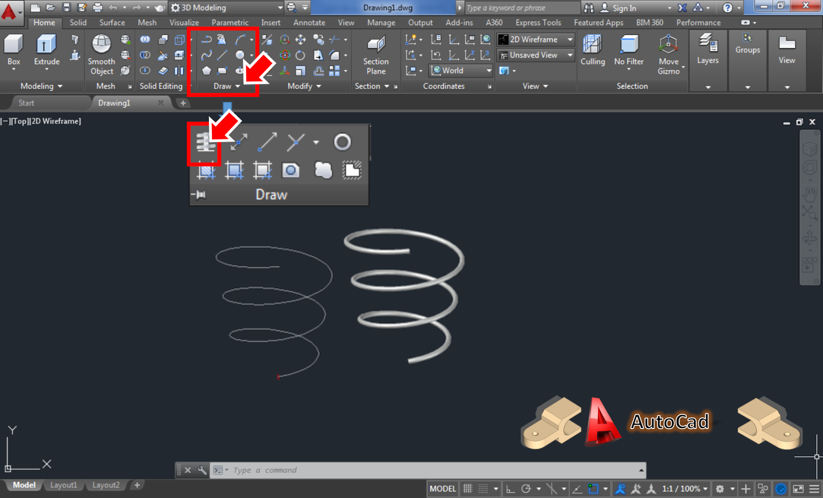 SYFRDAN: Uso de comando HELIX - AUTOCAD 3D 2016 ( Video 1 )