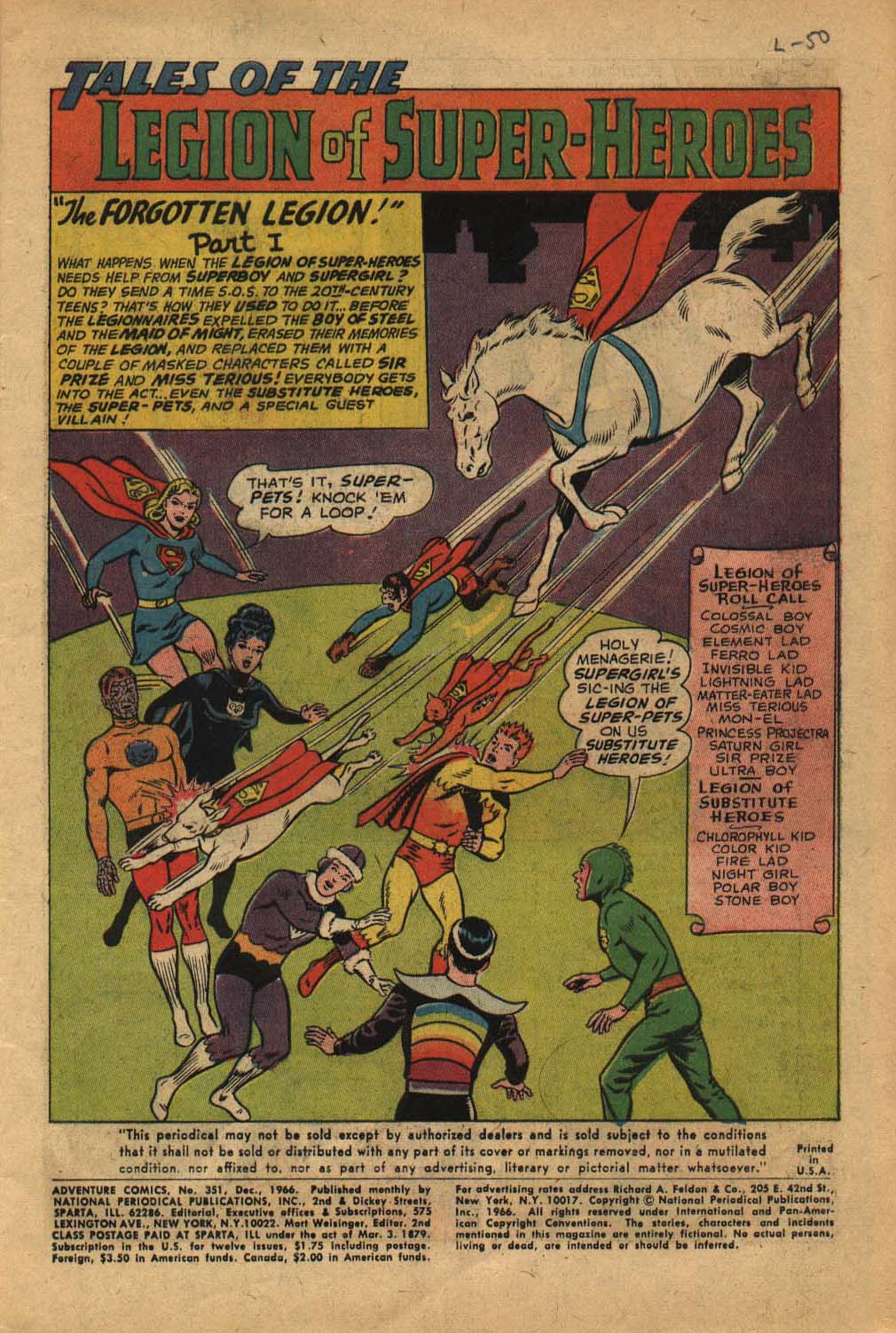 Days of Adventure: Adventure Comics # 351, December, 1966