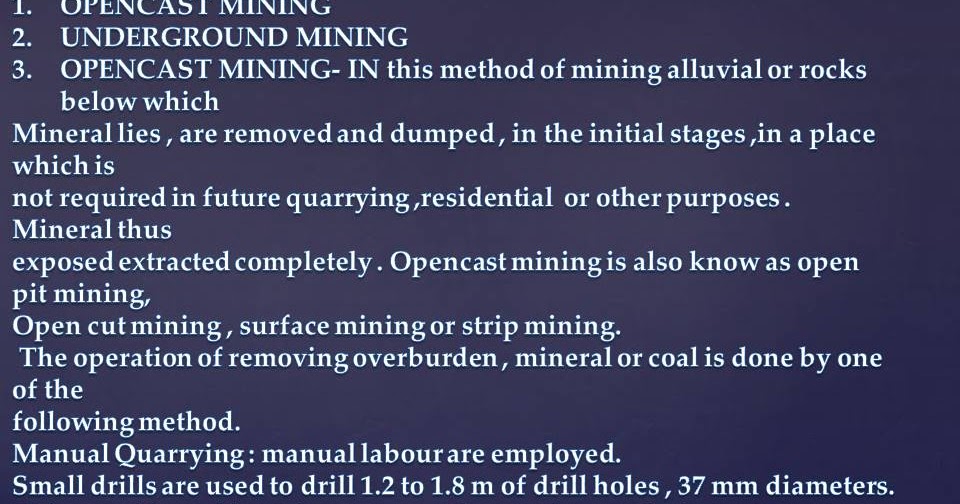 DIFFERENT TYPES OF MINING