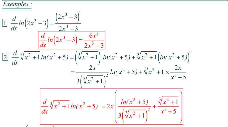 Dérivées des fonctions logarithmes ( Népérien et de base a )