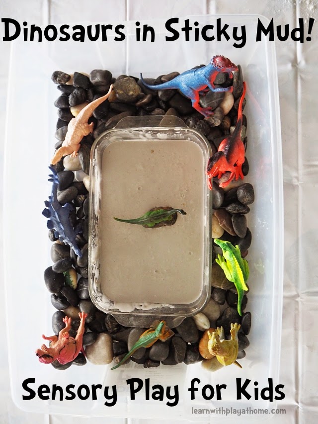 Learn with Play at Home: Dinosaurs in Sticky Mud! Sensory Play for Kids