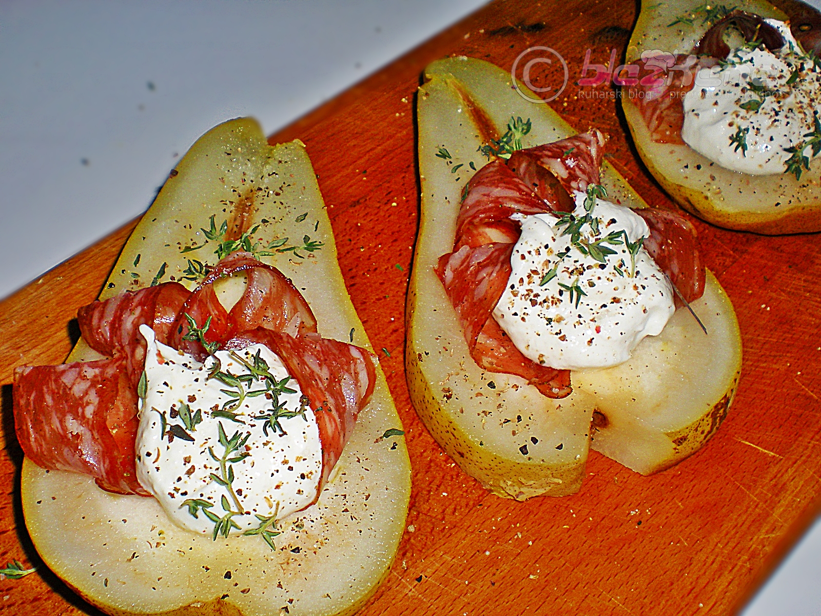 Obložena rezina hruške | BLAŽ KUHA - kuharski blog