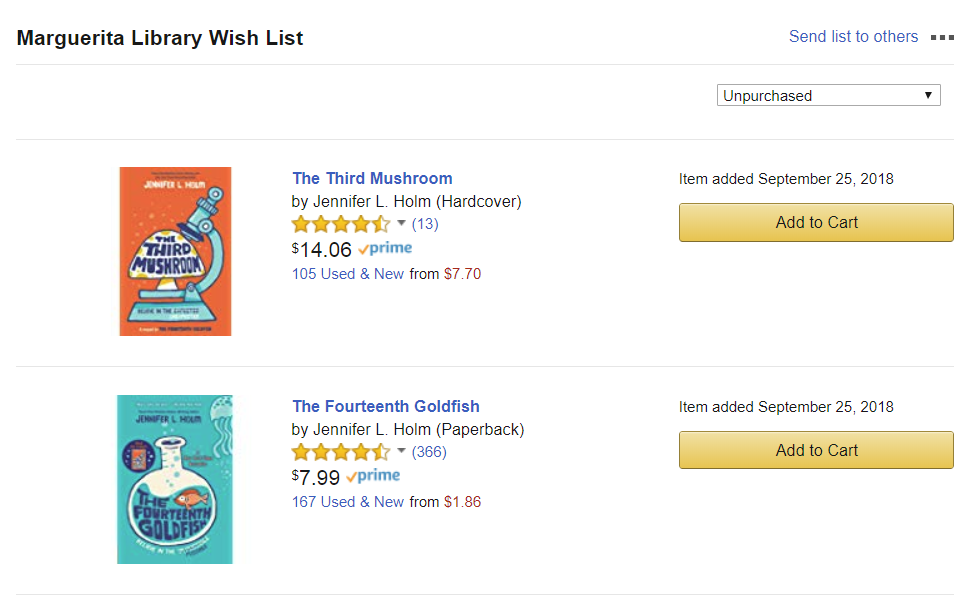 Marguerita Elementary PTA: Library Wish List