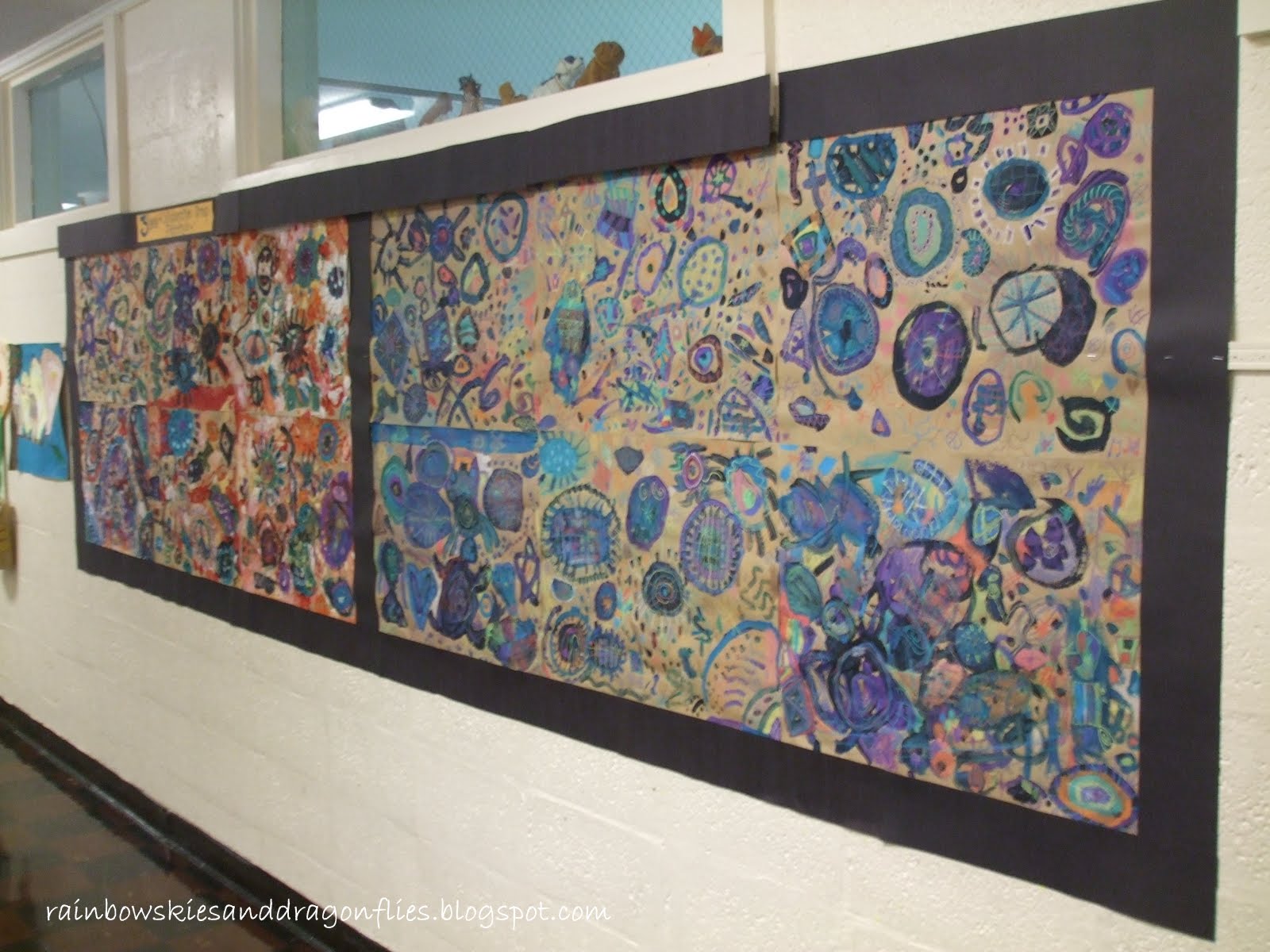 Rainbow Skies & Dragonflies: Collaborative Paintings - 3d Grade