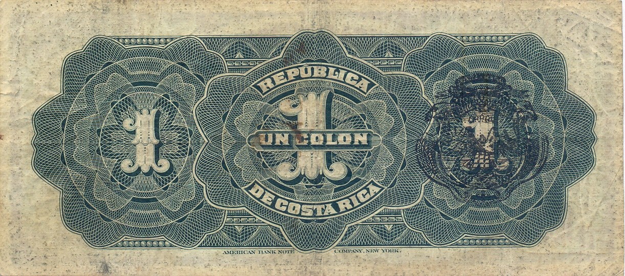 Costa Rica 1 Colon Silver Certificate banknote 1914|World Banknotes ...