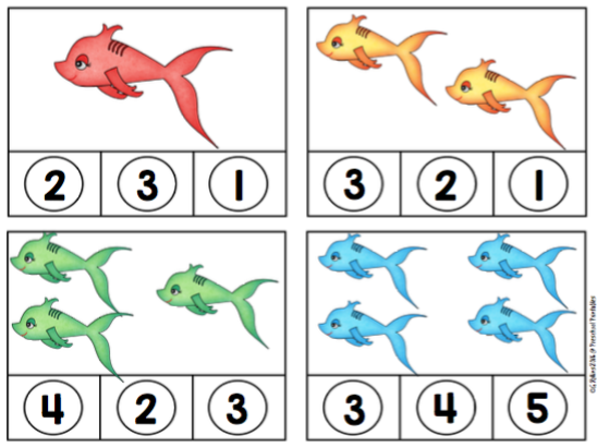 Fish Number Clip Cards 1-16 ~ Preschool Printables