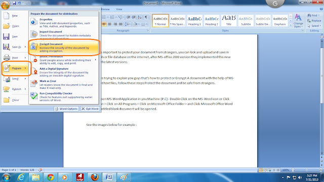 How to Protect Document in MS-Word