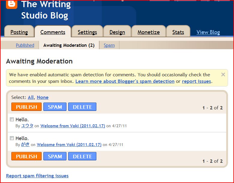 The Writing Studio Blog: Comments Awaiting Moderation