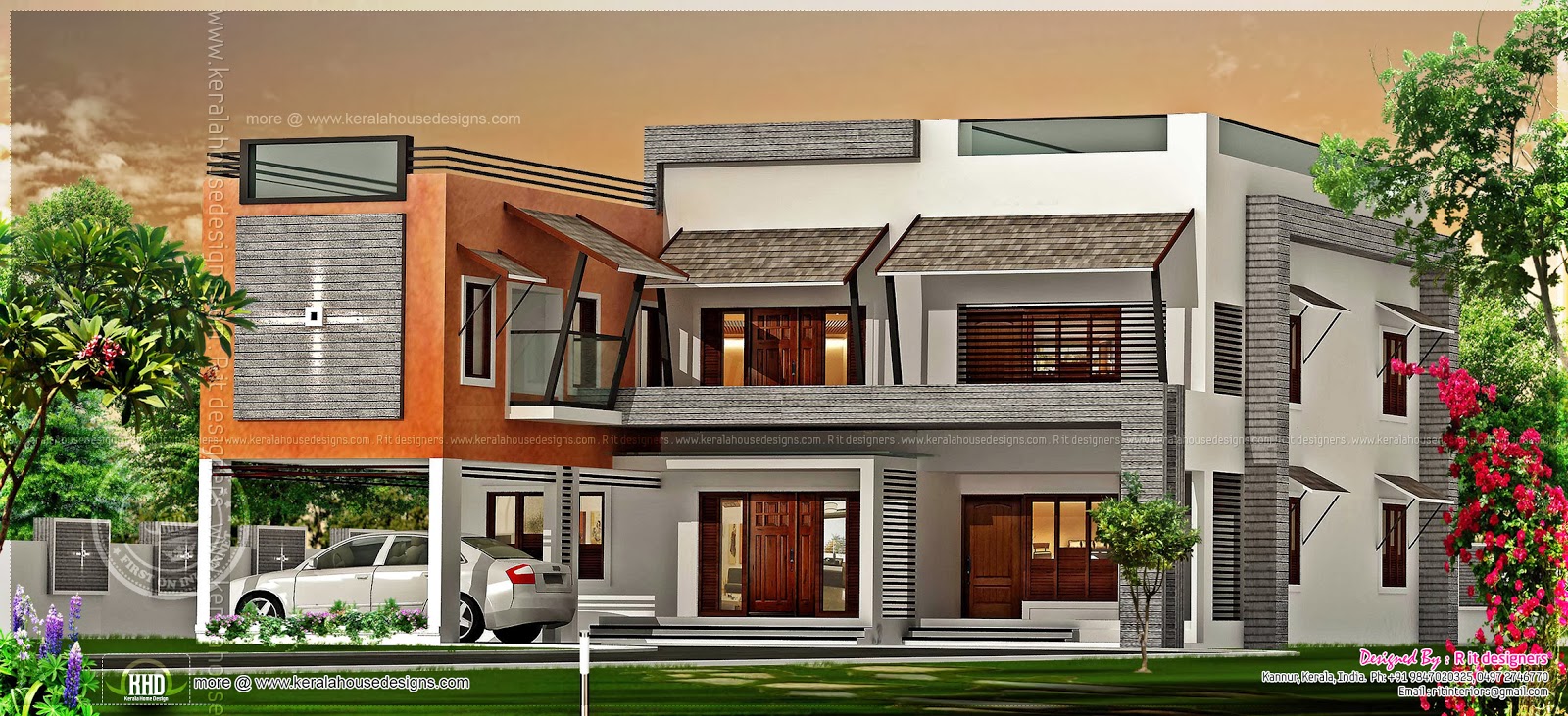 Luxury flat roof house in Kannur, Kerala - Kerala Home Design and Floor ...