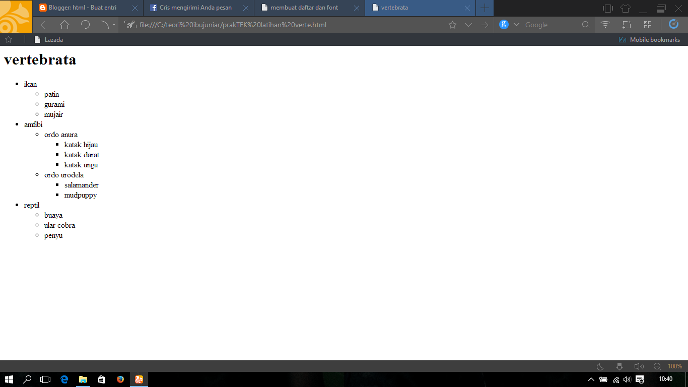 html: Contoh latihan Praktek HTML