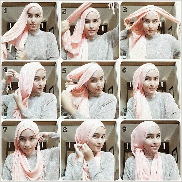 Cara Memakai Jilbab Segiempat Panjang Shawl | Tutorial Hijab Cara ...