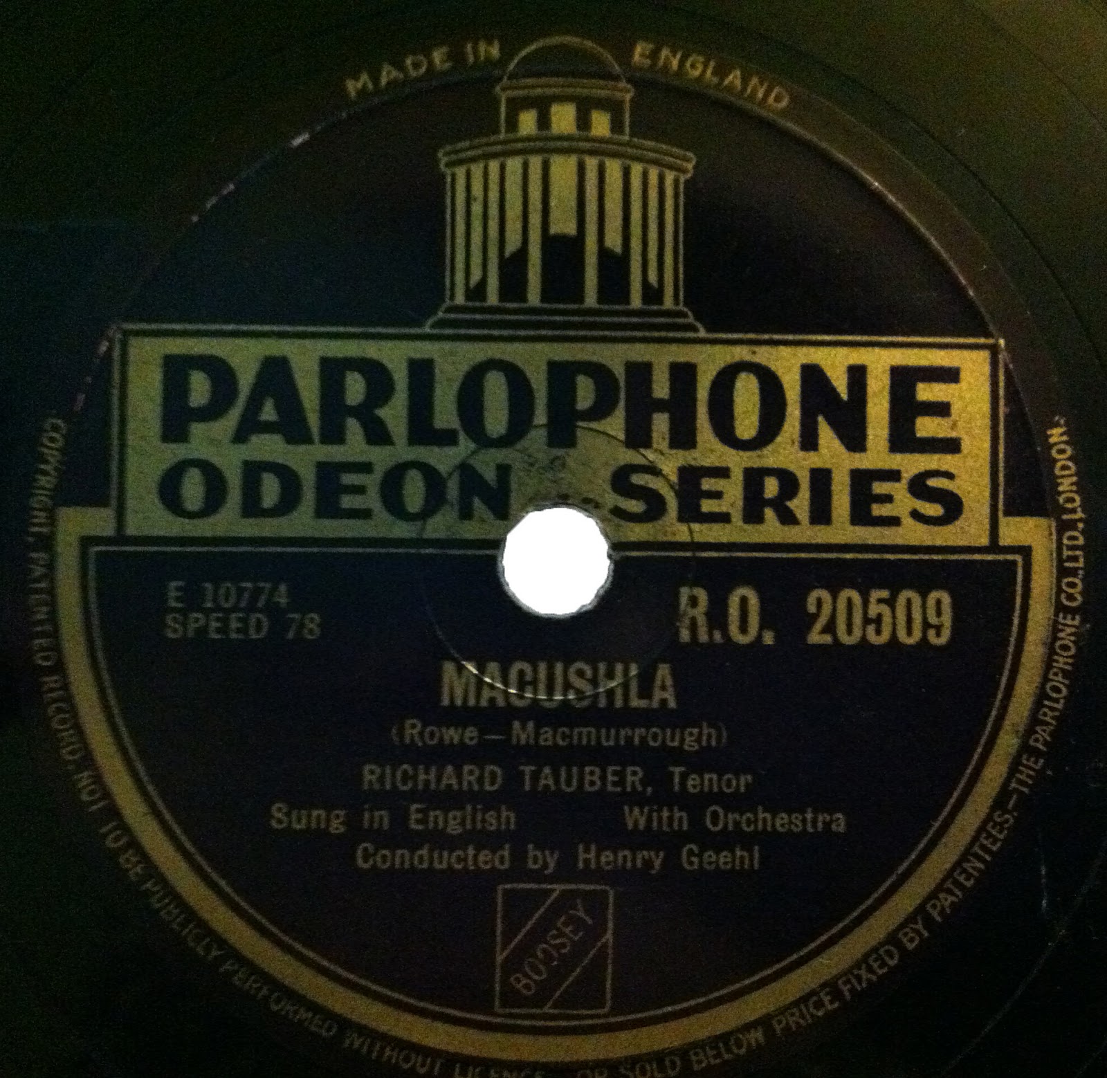 My Personal Record Guide: Richard Tauber - Speak To Me Of Love/Macushla ...