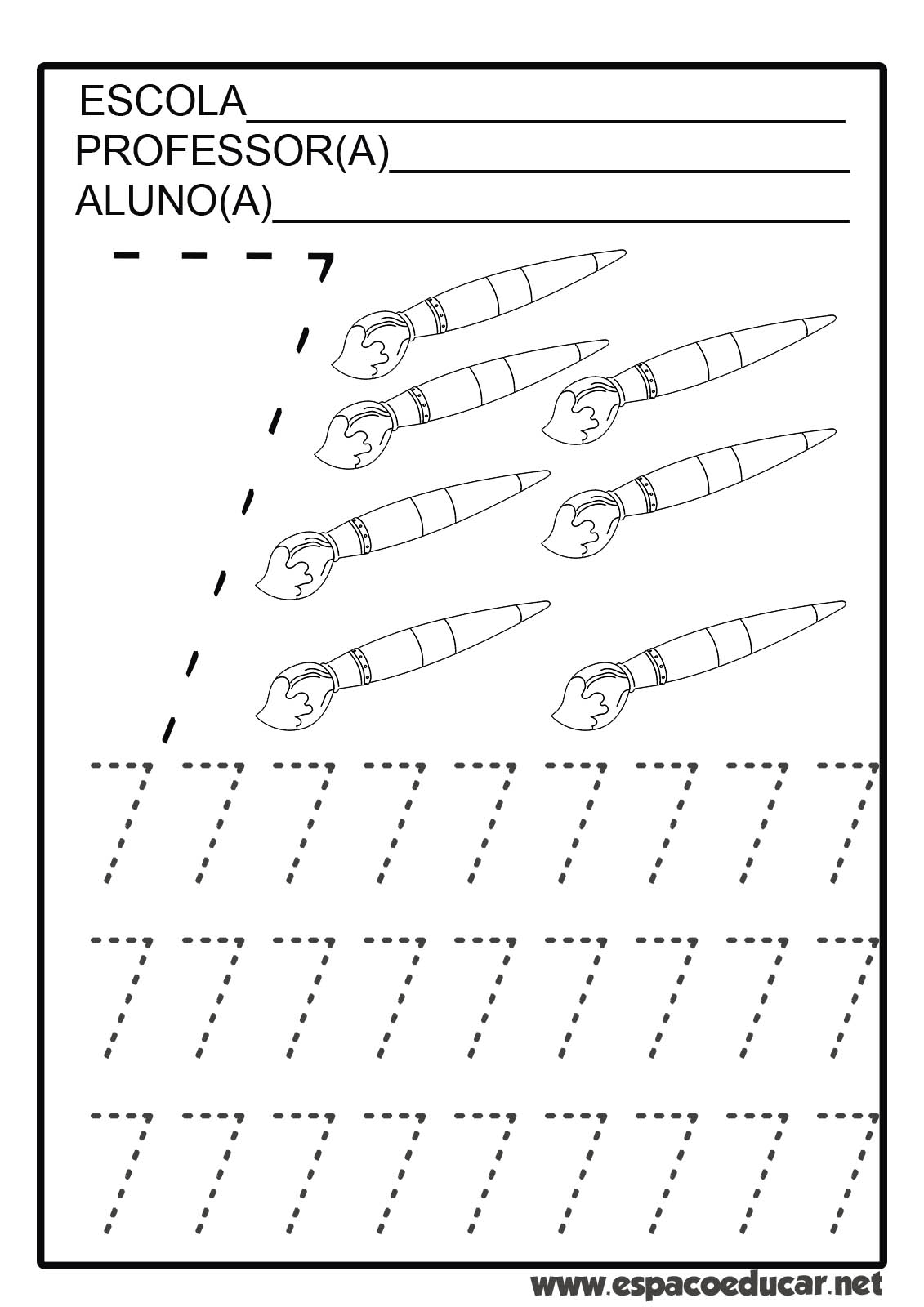 ATIVIDADES COM NUMERAIS TRACEJADOS DE 0 A 9 PARA COORDENAÇÃO MOTORA ...