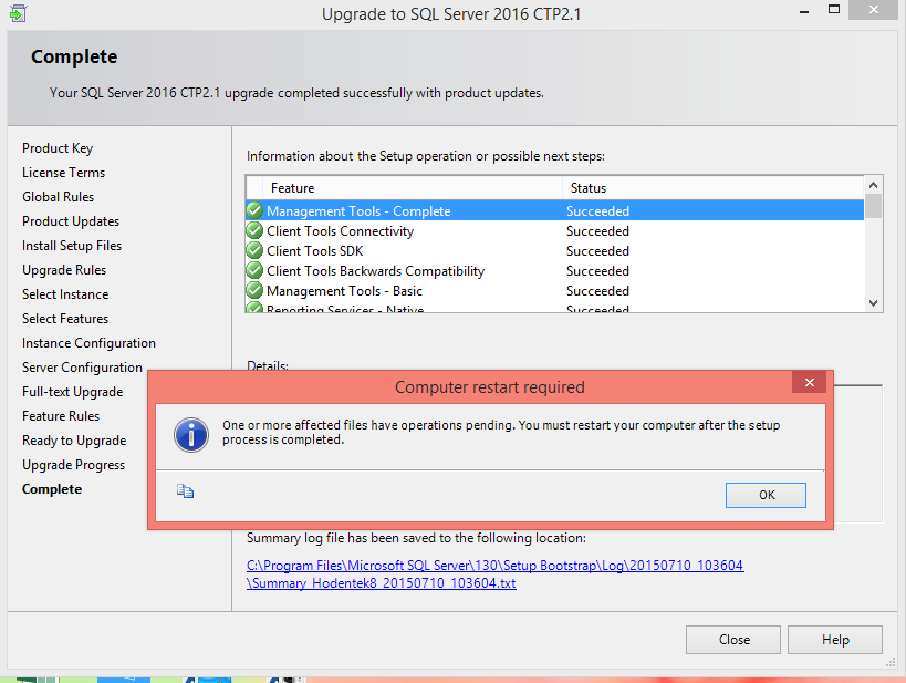 Hodentekmsss Upgrading Sql Server 2016 Ctp 2 To Sql Server 2016 Ctp21 Continued