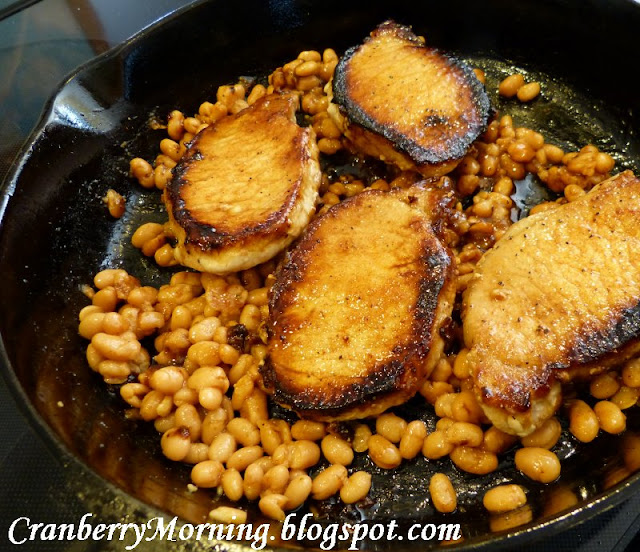 Cranberry Morning: Skillet Glazed Pork Chops & Beans - Recipe