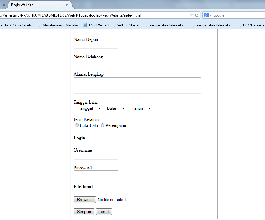 Membuat Form Registrasi Mengunakan Kode HTML - pemrograman web